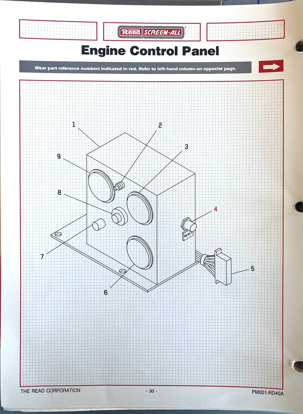 11084 Starter button used on the Read Screen-All RD-40 and the RD-90 s